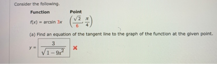 Solved Consider the following. Function f(x) = arcsin 3x | Chegg.com