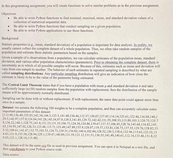 In this programming assignment, you will create | Chegg.com