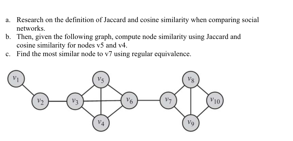 Solved a. ﻿Research on the definition of Jaccard and cosine | Chegg.com