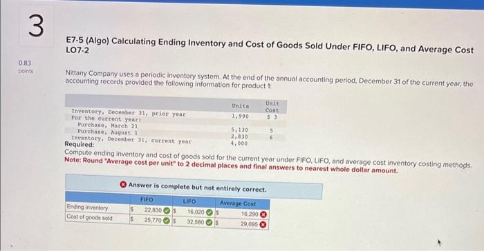 Solved E7.5 (Algo) Calculating Ending Inventory and Cost of | Chegg.com