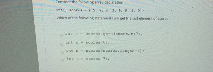 Solved S C onsider the following array declaration i nt | Chegg.com