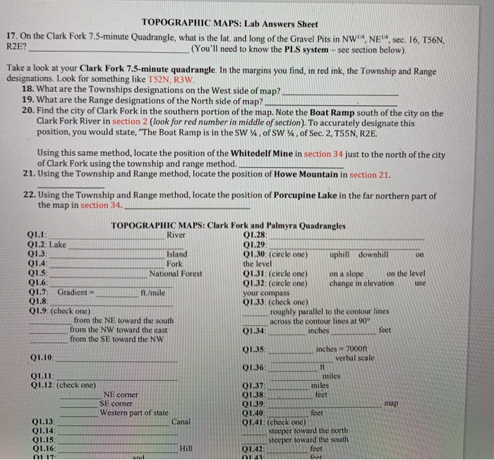 Solved i only need help for 18-24 on the quadrangle maps | Chegg.com