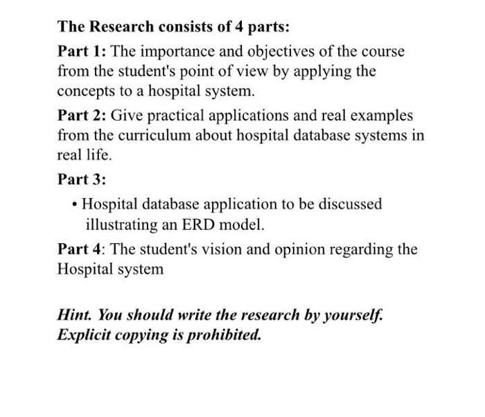 Solved The Research consists of 4 parts: Part 1: The | Chegg.com