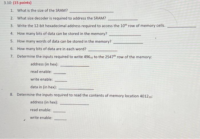 Solved Part 1-Memory Construction SRAM is a fast, expensive | Chegg.com