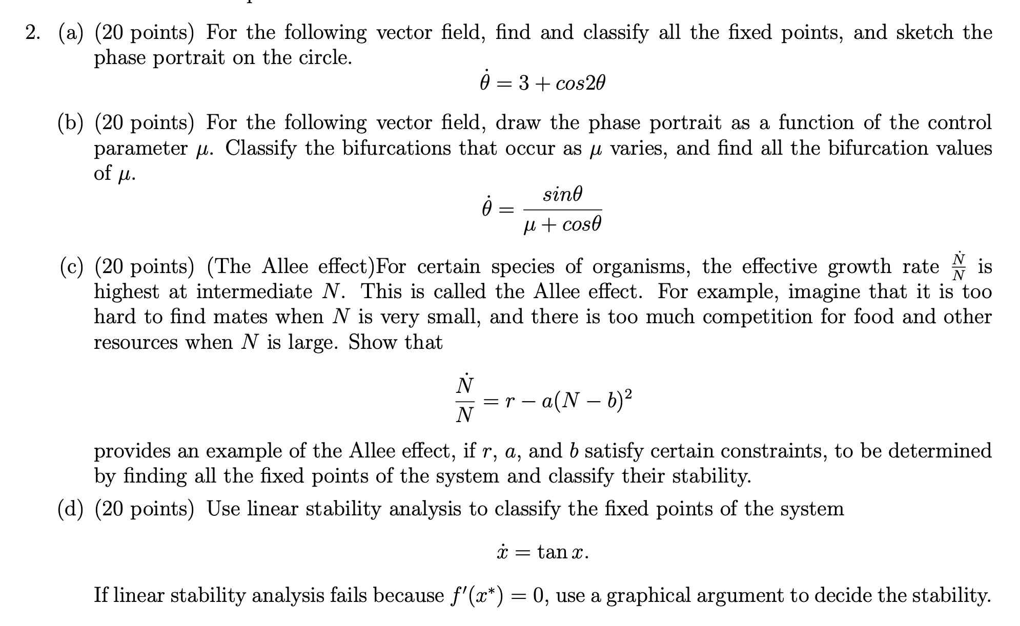 Solved (a) (20 ﻿points) ﻿For the following vector field, | Chegg.com