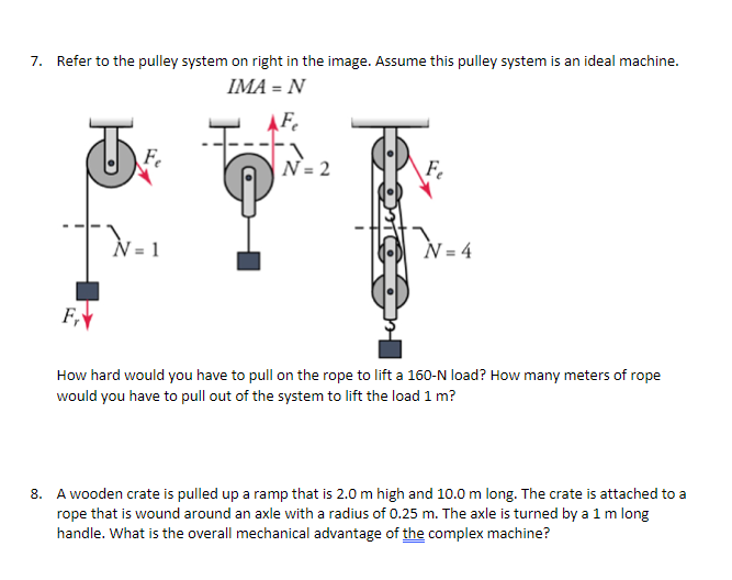 Solved Refer to the pulley system on right in the image. | Chegg.com