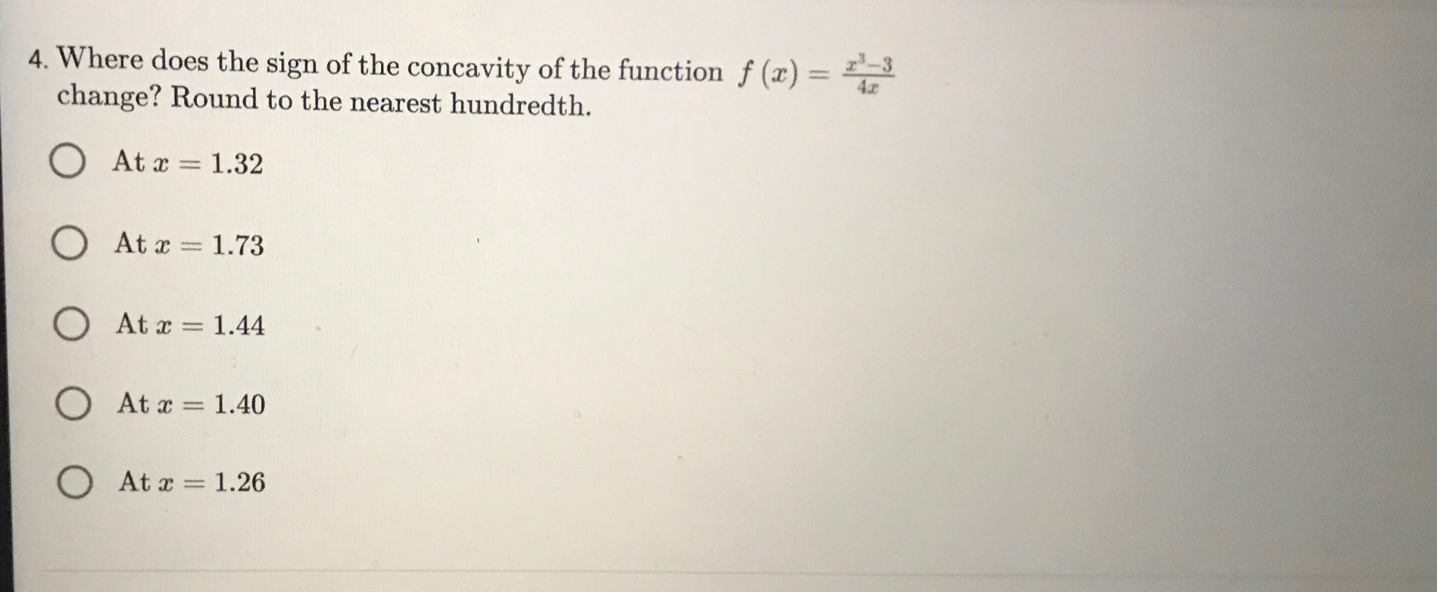 Solved Where Does The Sign Of The Concavity Of The Function