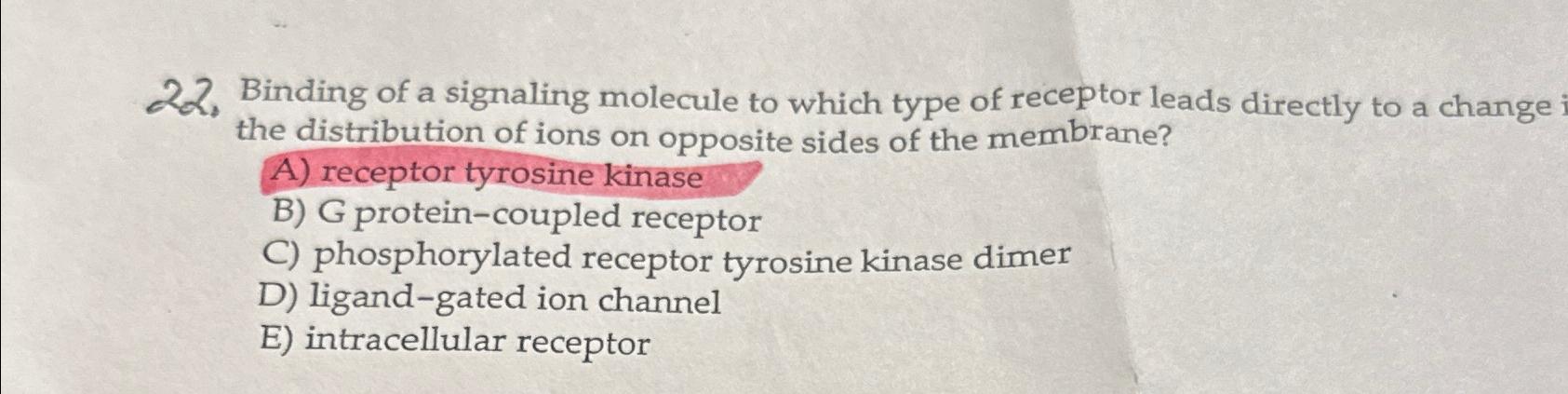 Solved Binding of a signaling molecule to which type of | Chegg.com