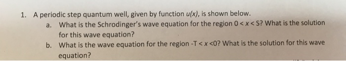 Solved A periodic step quantum well, given by function u(x), | Chegg.com