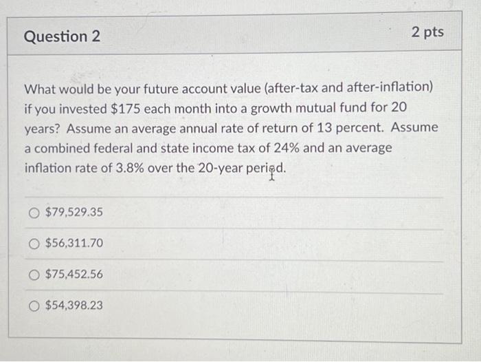 Solved What would be your future account value (after-tax | Chegg.com