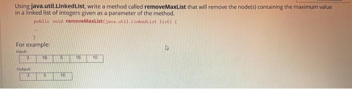Solved Using java.util.Linkedlist, write a method called | Chegg.com