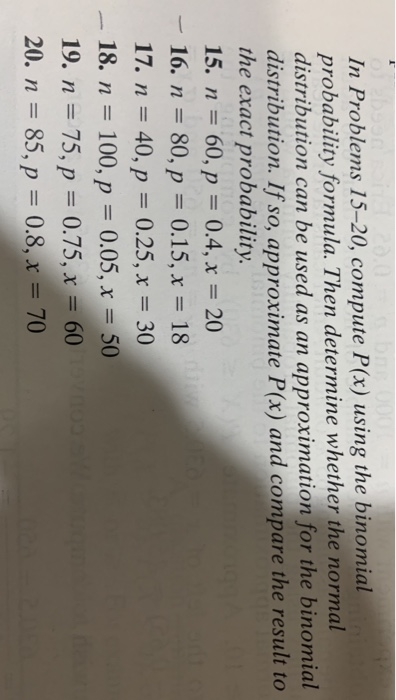 Solved In Problems 15-20, compute P(x) using the binomial | Chegg.com