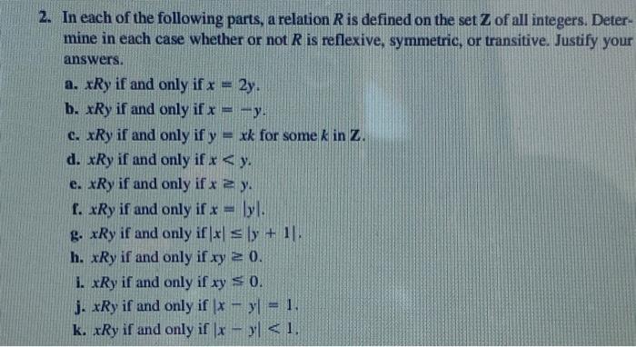 In Exercises 6-10, a relation R is defined on the set | Chegg.com