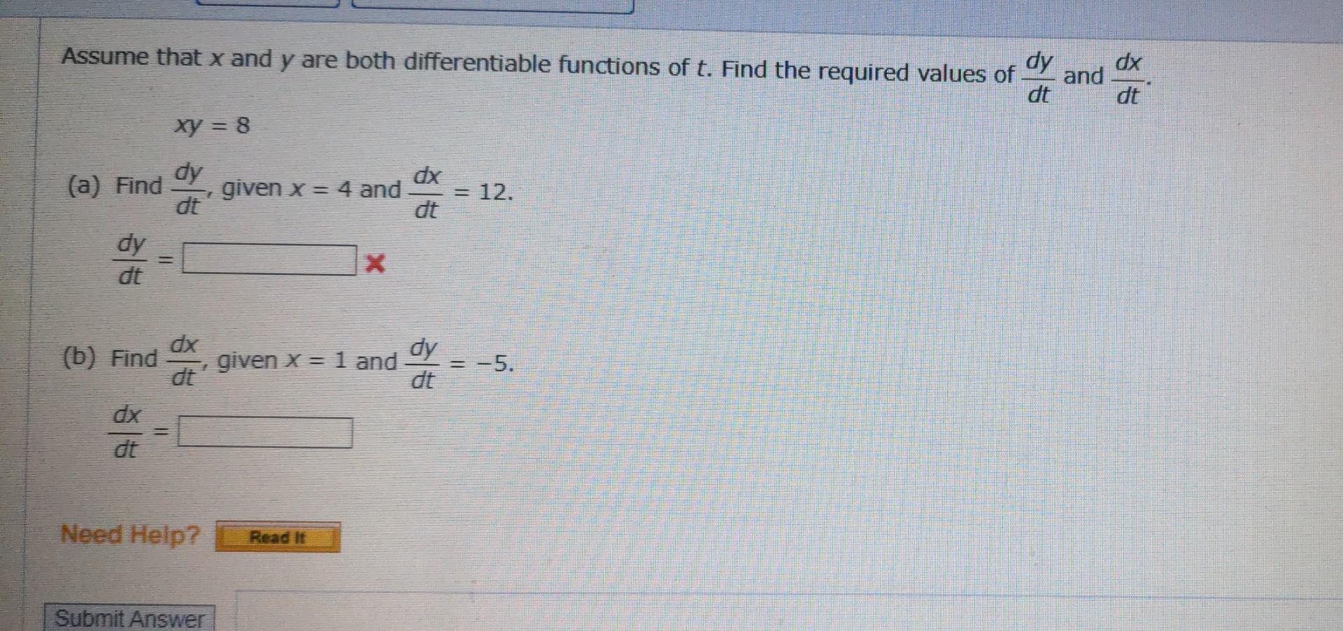 Solved Assume that x and y are both differentiable functions | Chegg.com