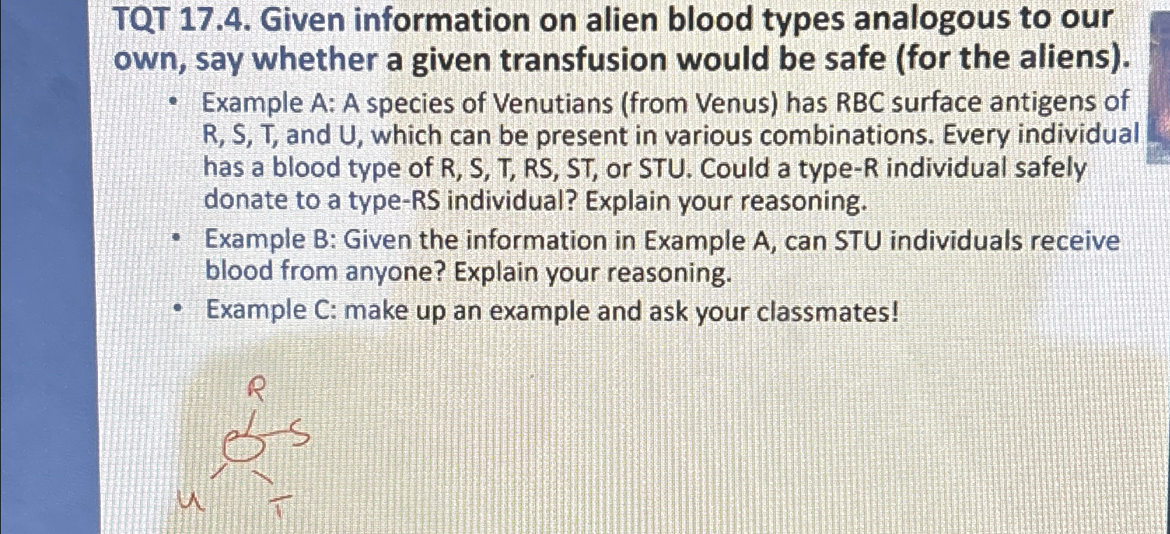 Solved TQT 17.4. Given information on alien blood types | Chegg.com Solved TQT 17.4. Given information on alien blood types | Chegg.com