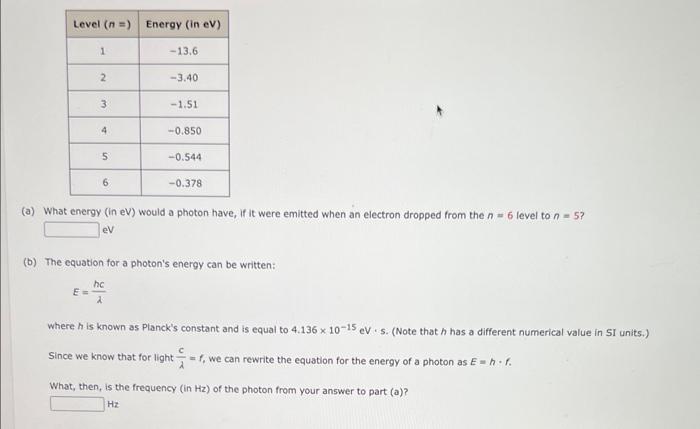 Solved (a) What energy (in eV) would a photon have, if it | Chegg.com
