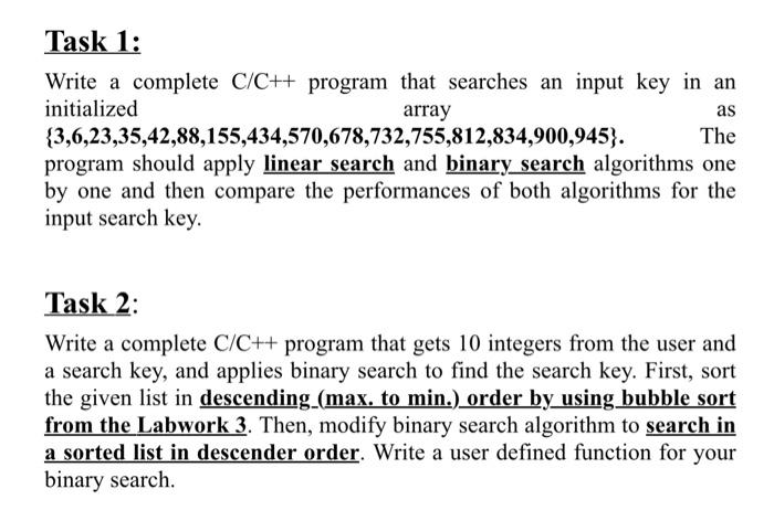 Solved Iask 1 Write A Complete Cc Program That Searches