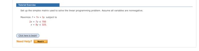 Set up the simplex matrix used to solve the linear | Chegg.com