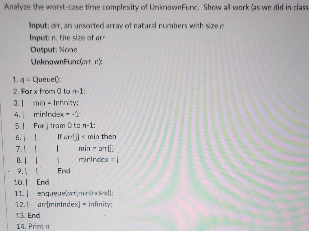 Solved Analyze the worst-case time complexity of Unknown | Chegg.com