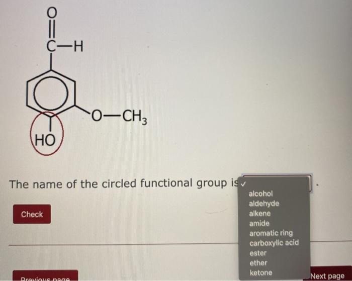 Solved C-H O-CH3 HO The name of the circled functional group | Chegg.com