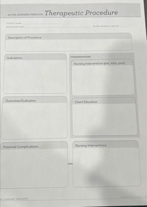 Solved active eadwa tennar Therapeutic Procedure ituonter | Chegg.com