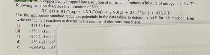 Solved following reaction describes the formation of NO, | Chegg.com