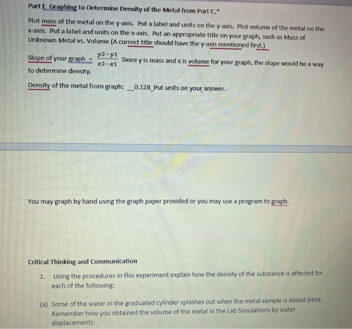 Solved Density Lab Part 2 Based on Work from Lab Simulations | Chegg.com