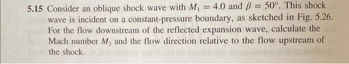 Solved 5.15 Consider an oblique shock wave with M, = 4.0 and | Chegg.com