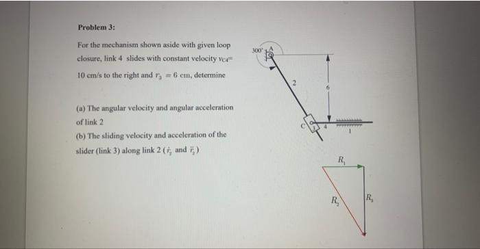 Solved Problem 3: For the mechanism shown aside with given | Chegg.com