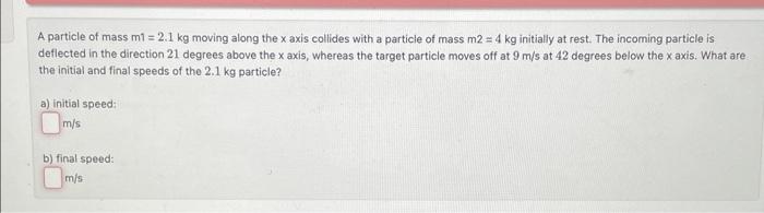 Solved A particle of mass m1=2.1 kg moving along the x axis | Chegg.com