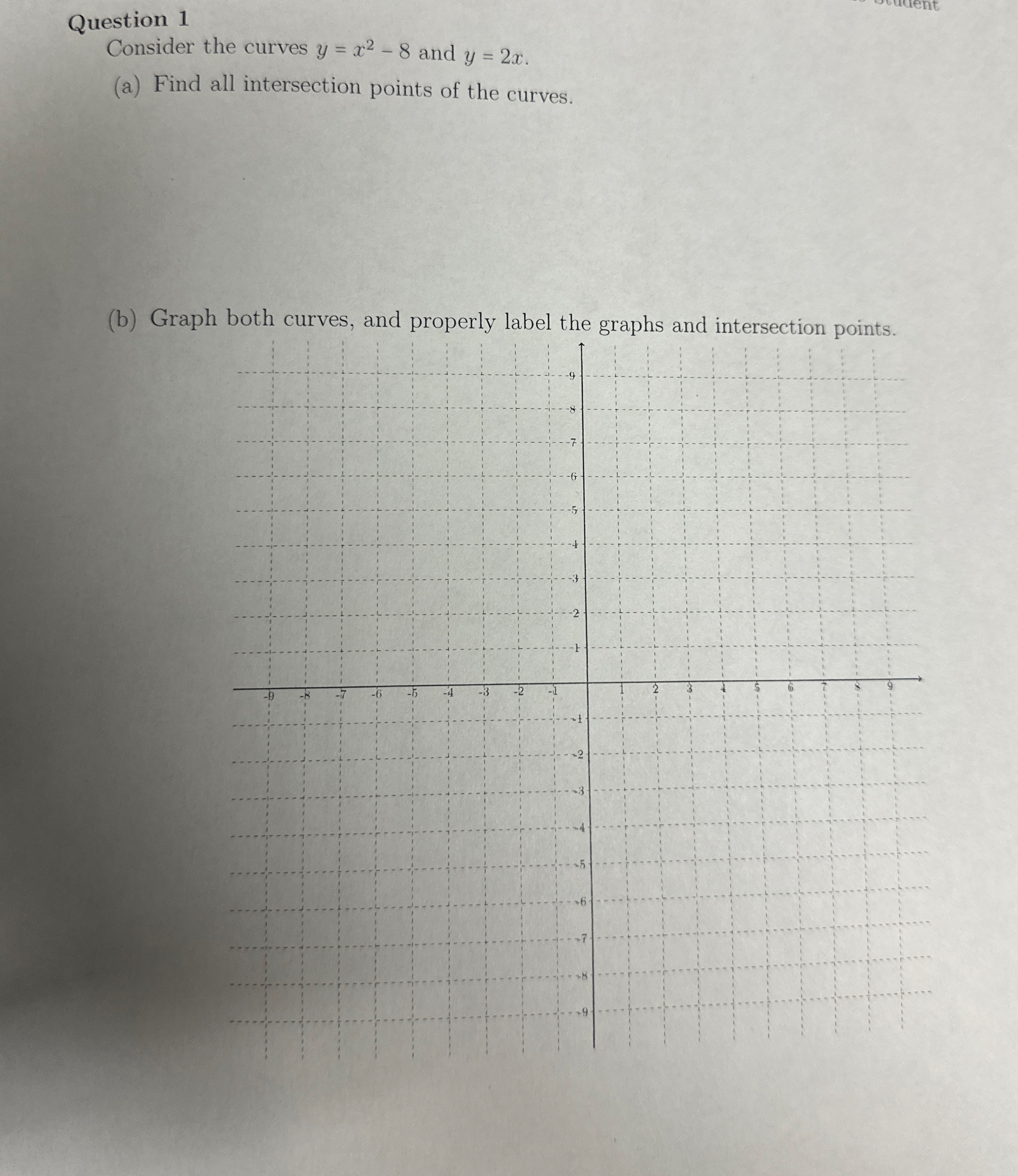 Solved Q1. ﻿Answer Parts a-eConsider the curves y=x2-8 ﻿and | Chegg.com
