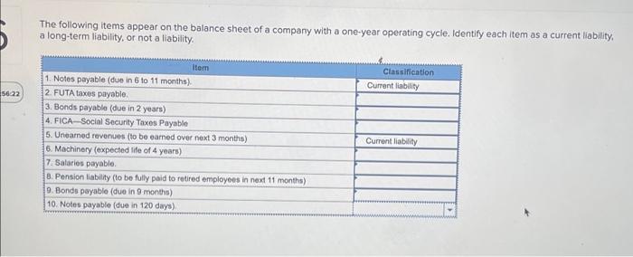 Solved The following items appear on the balance sheet of a | Chegg.com