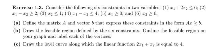 Solved Exercise 1.3. Consider the following six constraints | Chegg.com