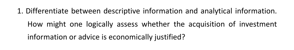 Solved Differentiate between descriptive information and | Chegg.com