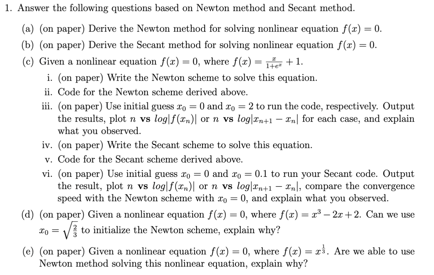 Solved Answer the following questions based on Newton method | Chegg.com