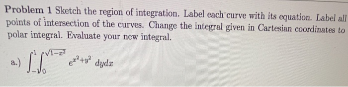 Solved Problem 1 Sketch the region of integration. Label | Chegg.com
