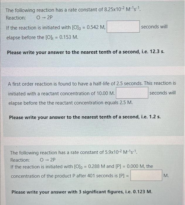 Solved The following reaction has a rate constant of | Chegg.com