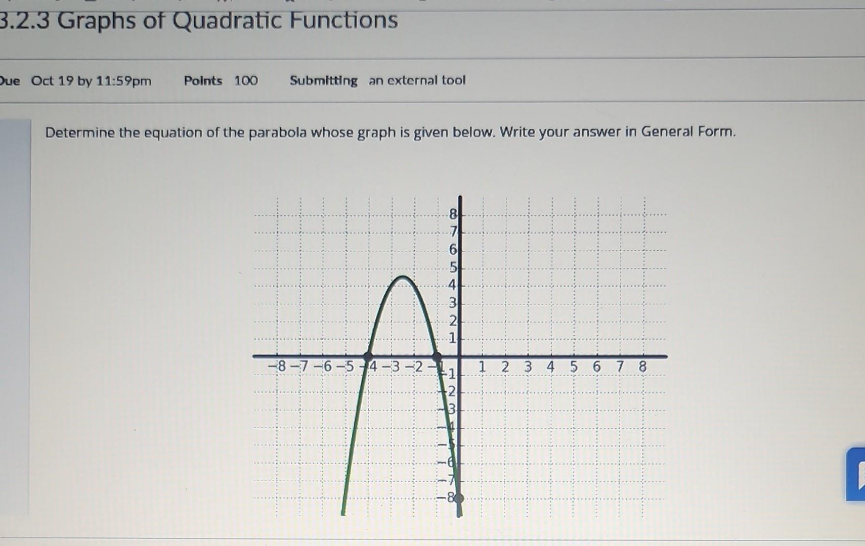 Solved Determine the equation of the parabola whose graph is | Chegg.com