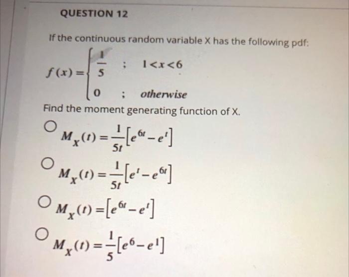 Solved If The Continuous Random Variable X Has The Following 7238
