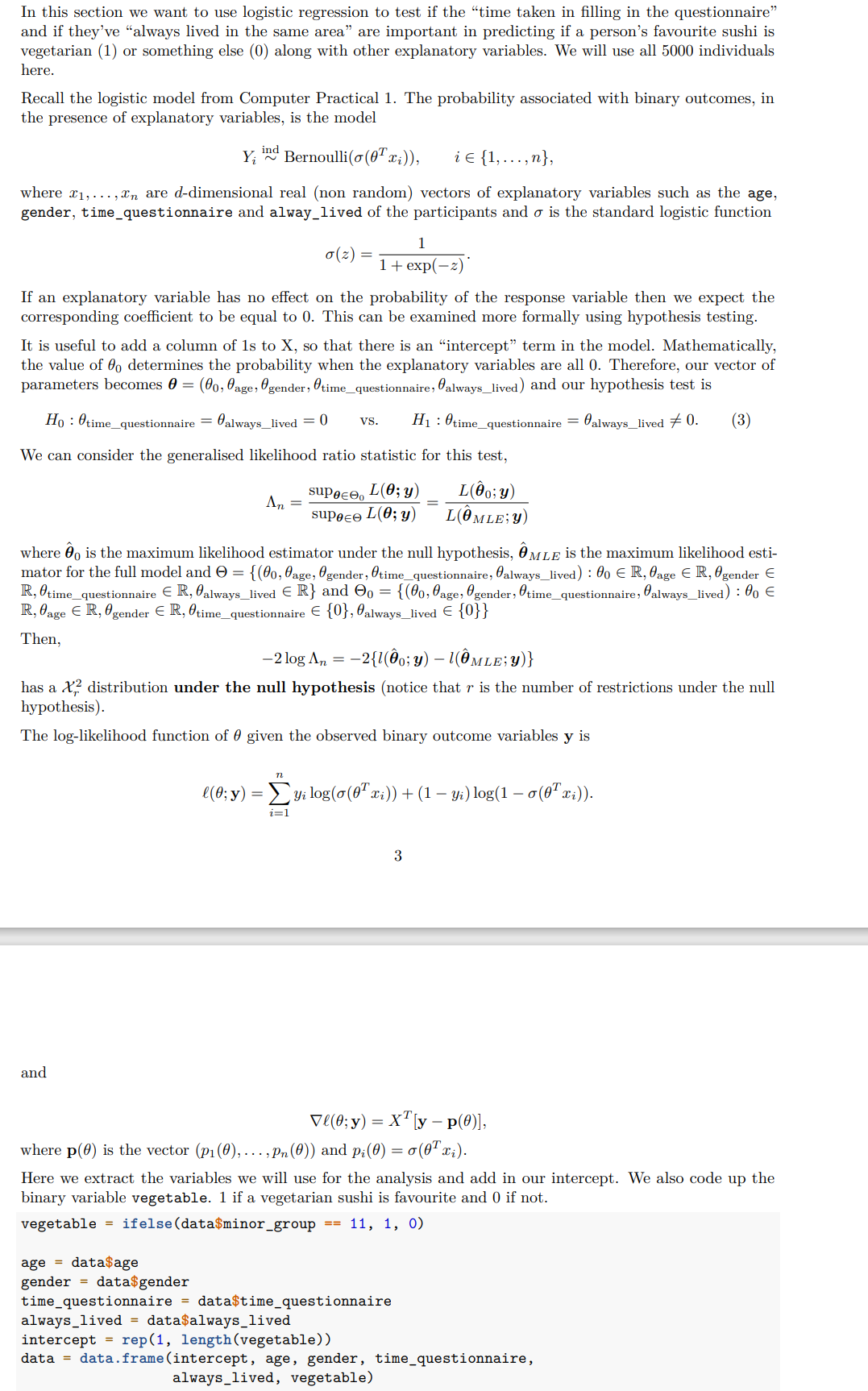 Solved In ﻿this section we ﻿want to ﻿use logistic regression | Chegg.com