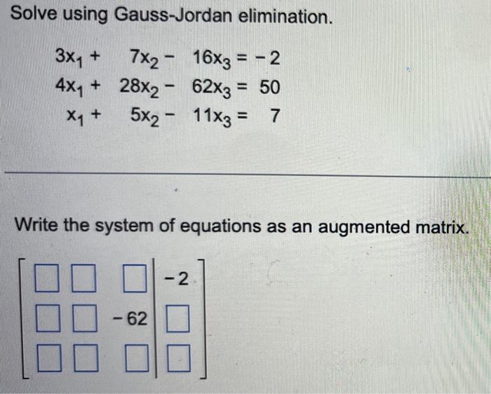 Solve using Gauss-Jordan elimination. | Chegg.com