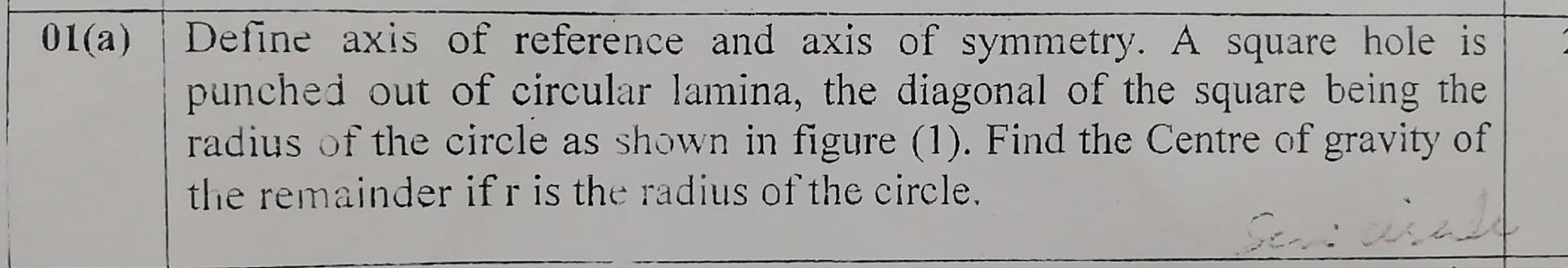 01(a) Define axis of reference and axis of symmetry. | Chegg.com