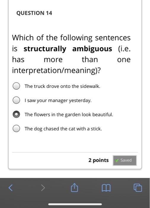 Solved QUESTION 15 For the sentence you chose as | Chegg.com