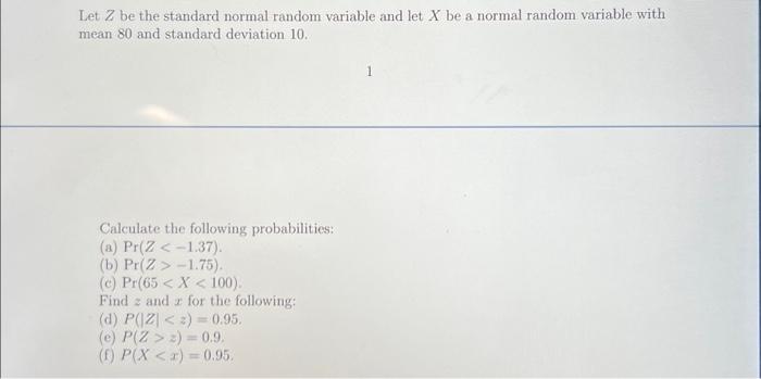 Solved Let \\( Z \\) be the standard normal random variable | Chegg.com
