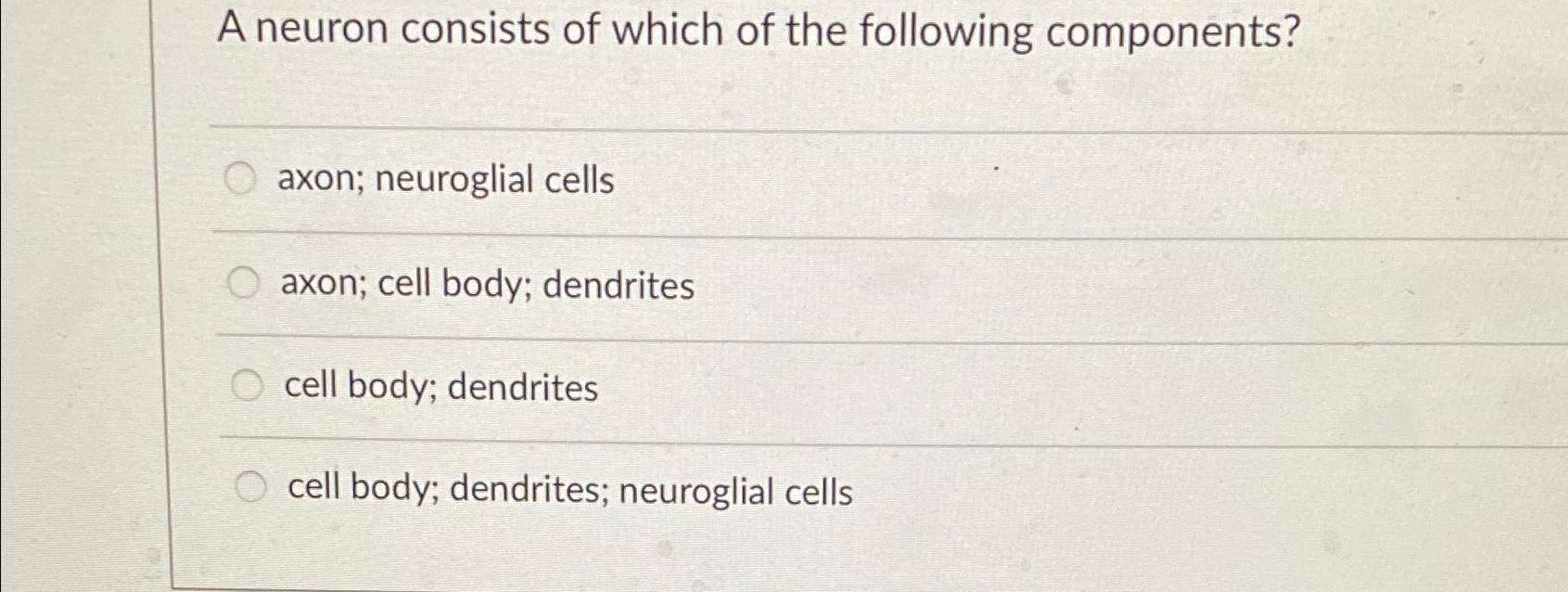 Solved A neuron consists of which of the following | Chegg.com