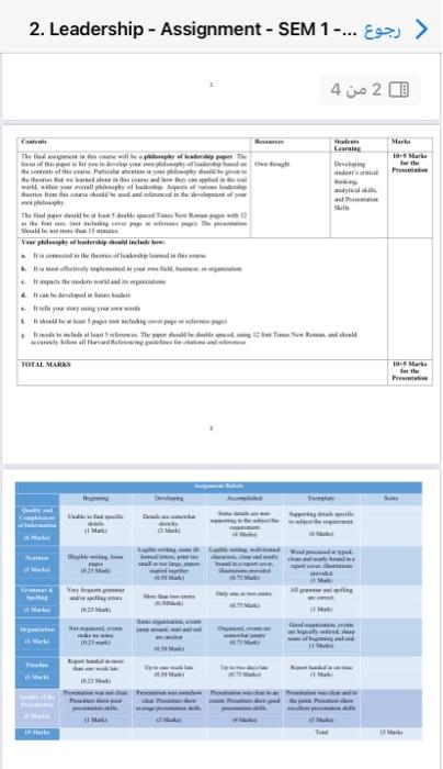 2. Leadership - Assignment - SEM 1 - ... رجو > | Chegg.com