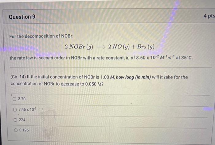 Solved For the decomposition of NOBr : | Chegg.com