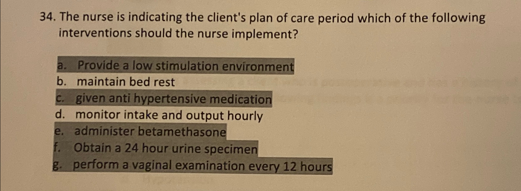 Solved The nurse is indicating the client's plan of care | Chegg.com