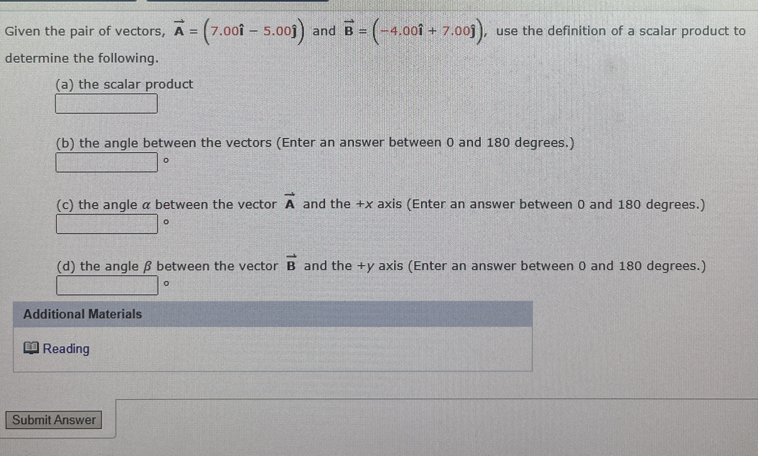 Solved Given the pair of vectors, | Chegg.com