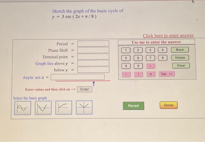 Solved Sketch the graph of the basic cycle of y = 3 csc (2x | Chegg.com